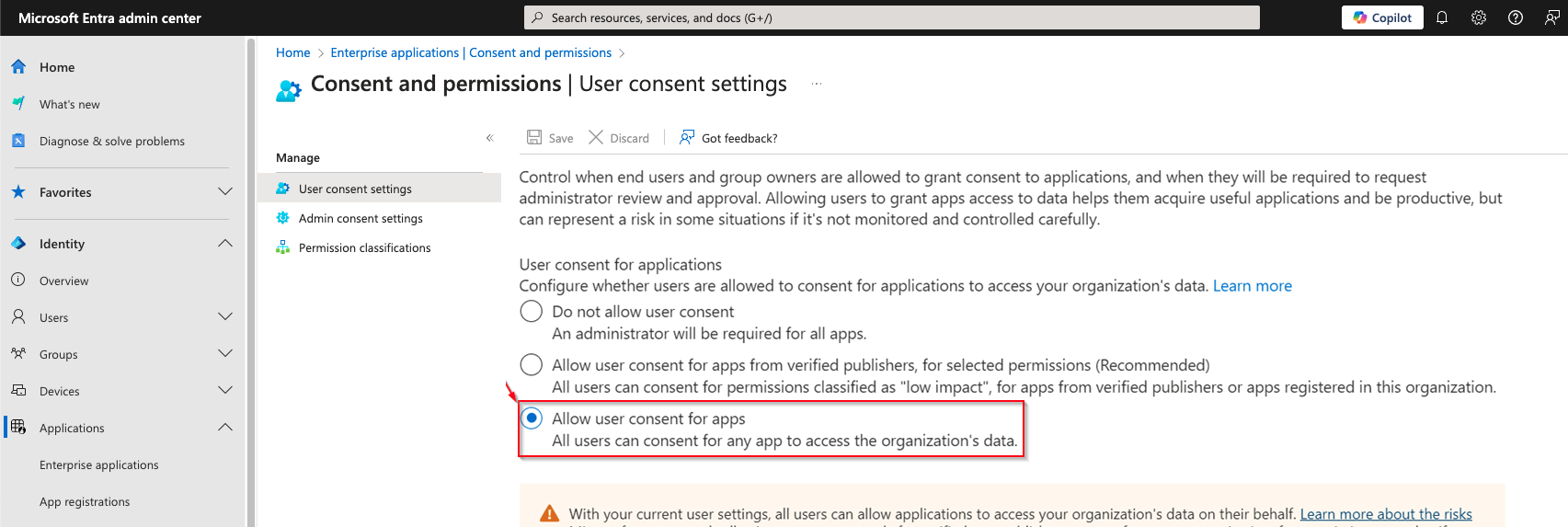 Managing user and admin consent in Microsoft Entra